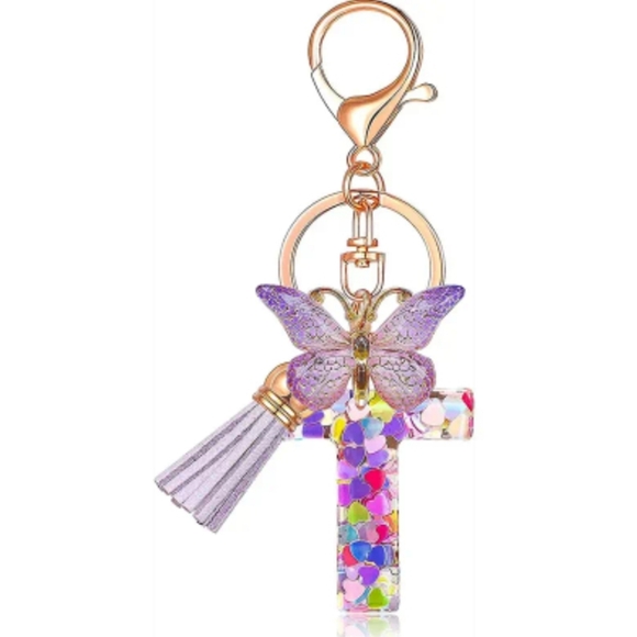 Bags | New Resin Letter T Initial Keychain Purse Charm Wbutterfly ...